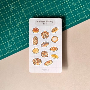 Chinese Bakery Sticker Sheet | Asian Pastry Pineapple Bun Egg Tart ...