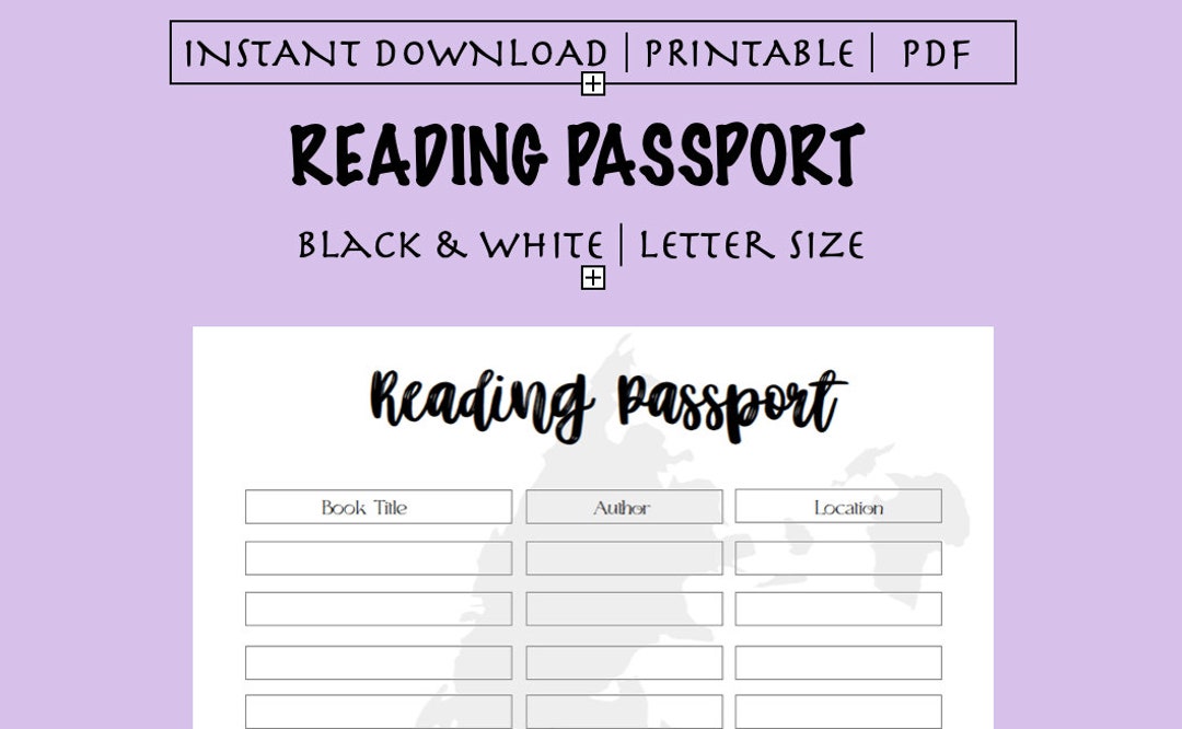 Printable Reading Passport, Book Tracker, Reading Tracker, Reading Log ...