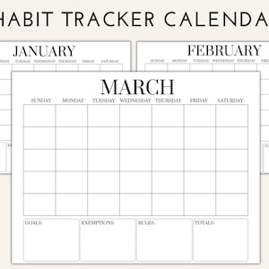 Monthly Habit Tracker Calendar - Routine Tracker - Habit Challenge ...