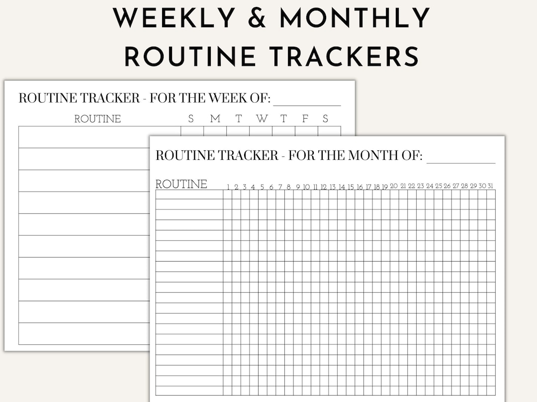 Weekly & Monthly Routine Tracker Bundle - Habit Tracker - Instant ...