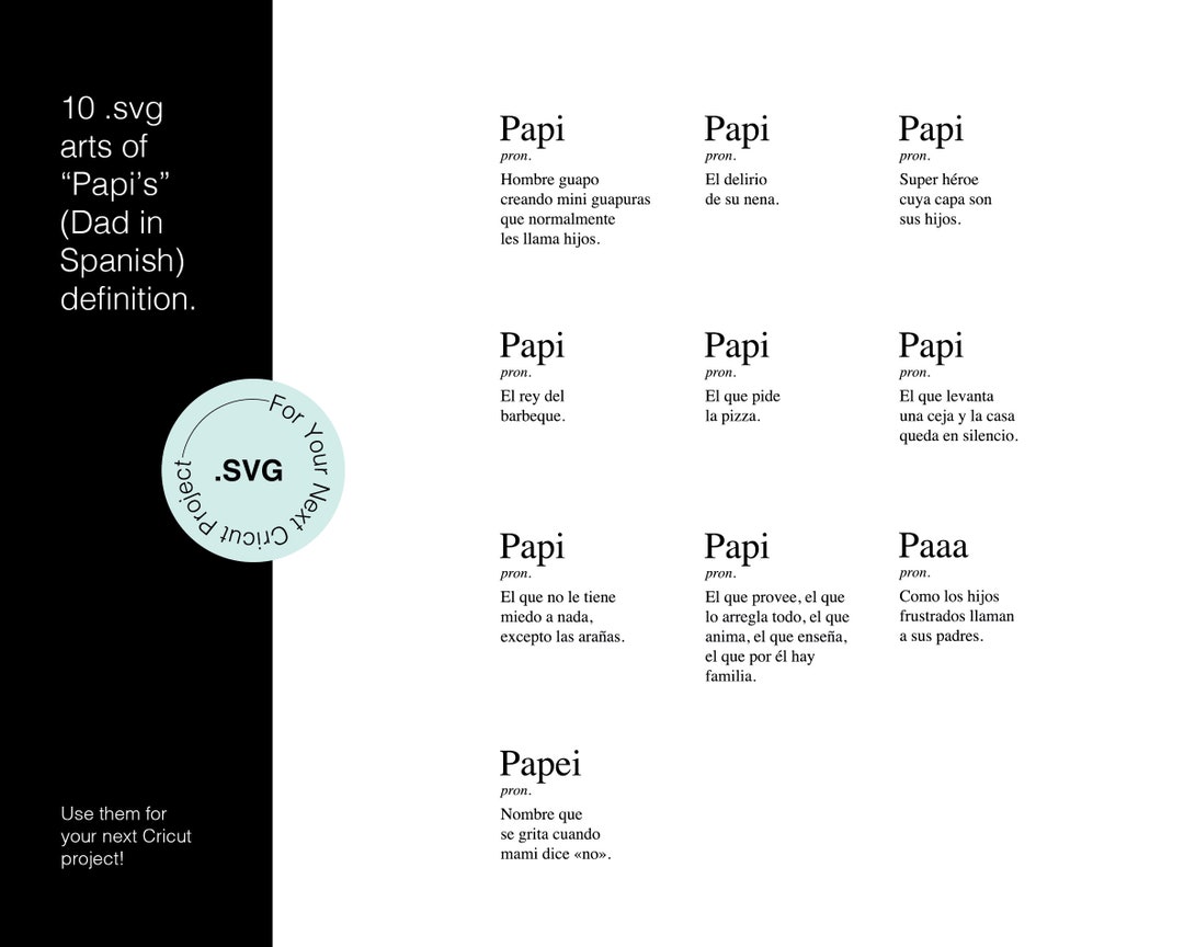 SVG Assets for Father's Day in Spanish, Cricut, Artes Para El Día Del ...
