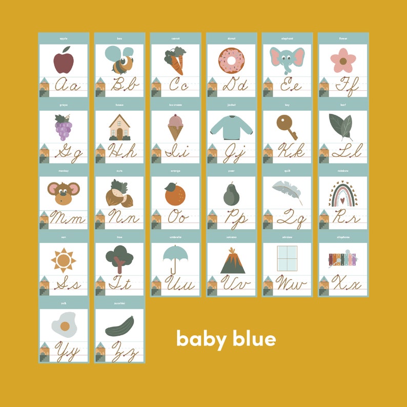 Cursive Alphabet PDF for Classroom blue - Etsy