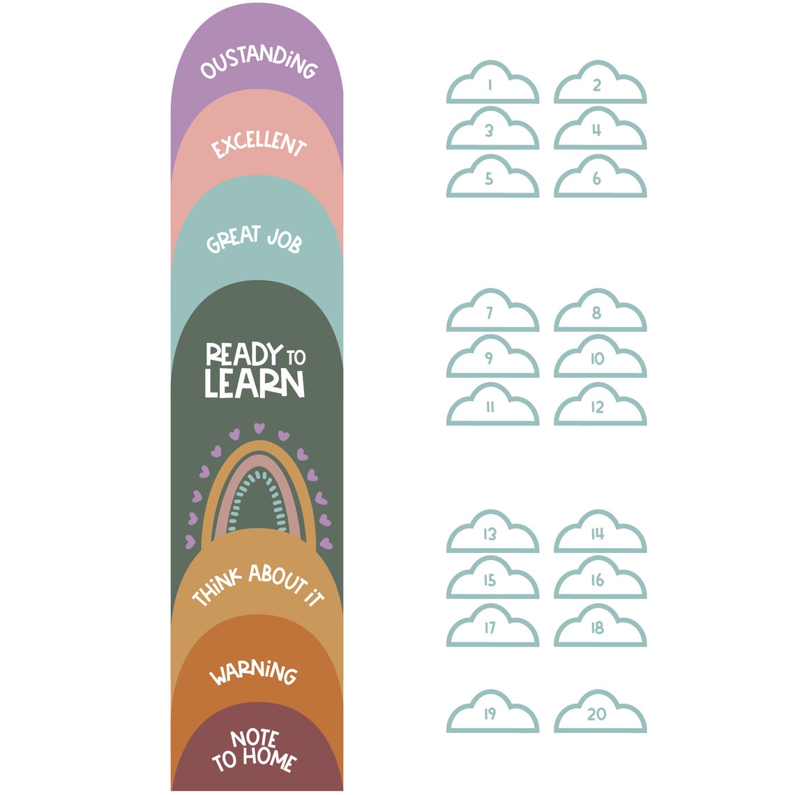 Boho Rainbow Behavior Chart - Etsy