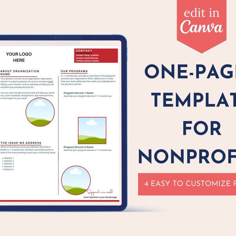 One Page Program - Etsy