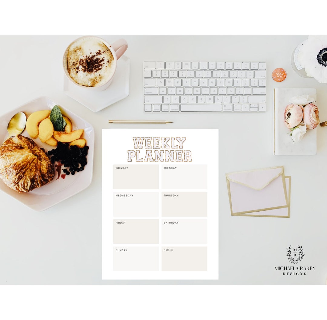 Chenille Letter Patch Preppy Aesthetic Weekly Planner Printable - Etsy