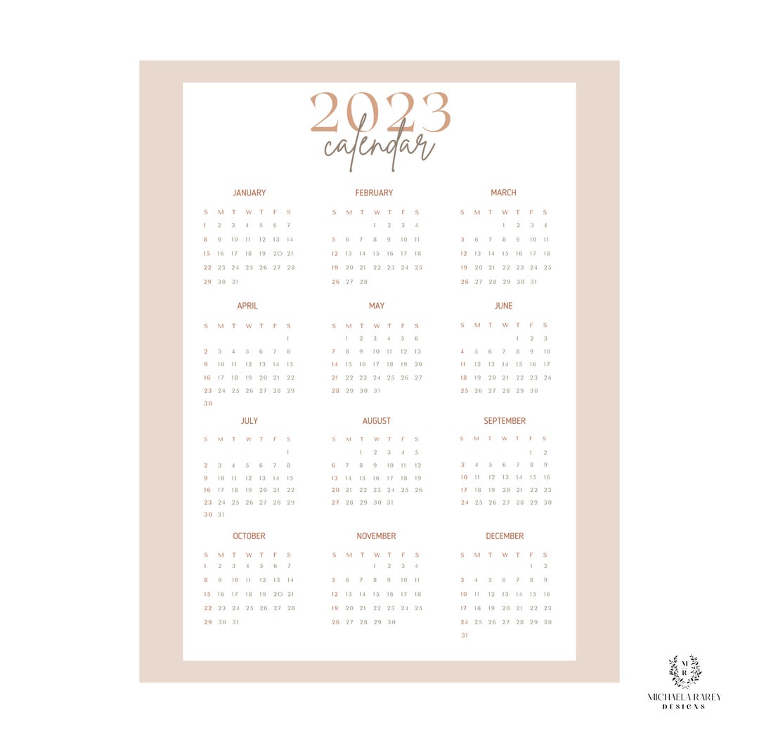 Boho Neutral 2023 Printable Calendar - Etsy