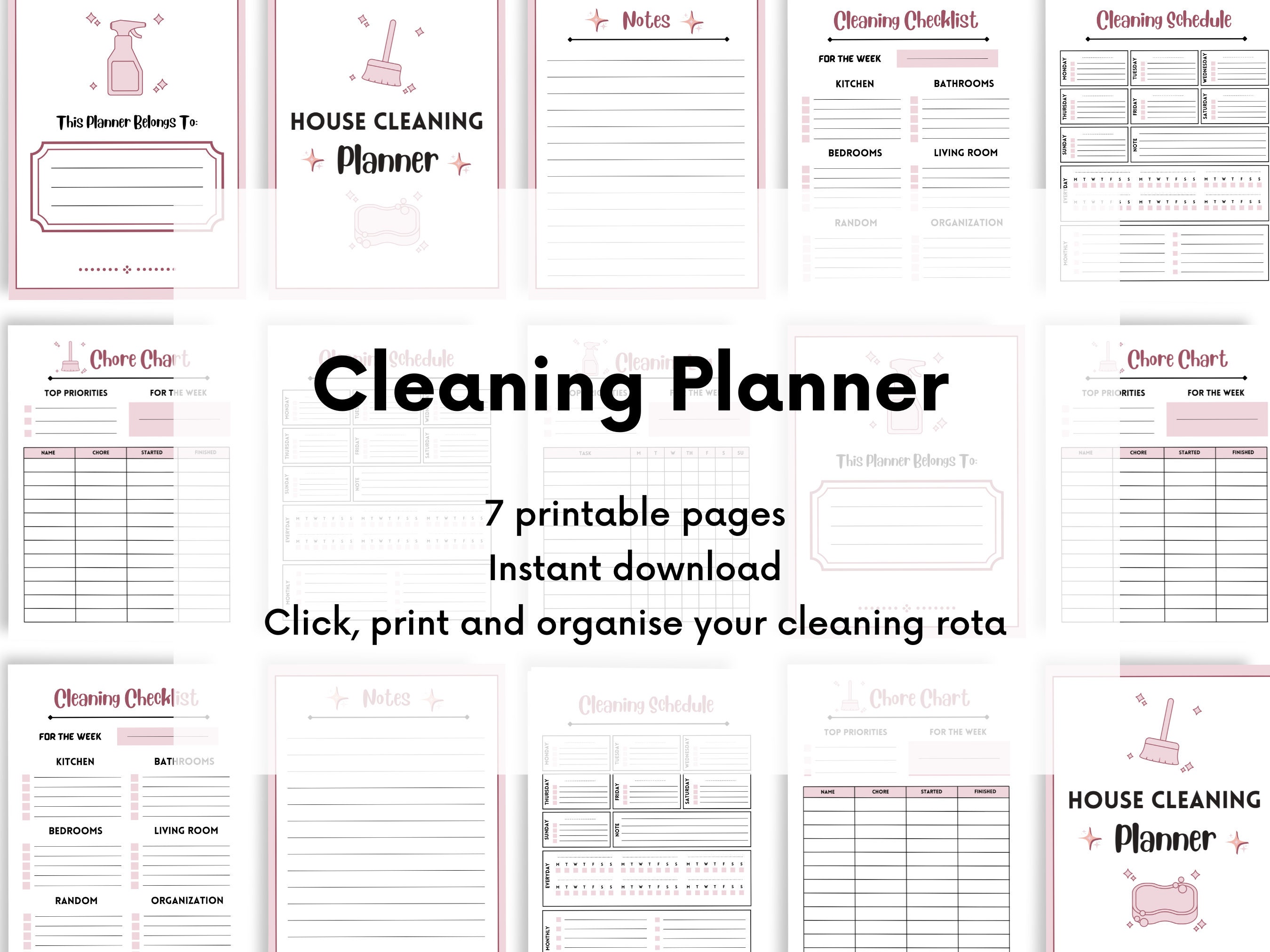 Cleaning Schedule Planner, Printable Cleaning Chart, Kids Chore ...