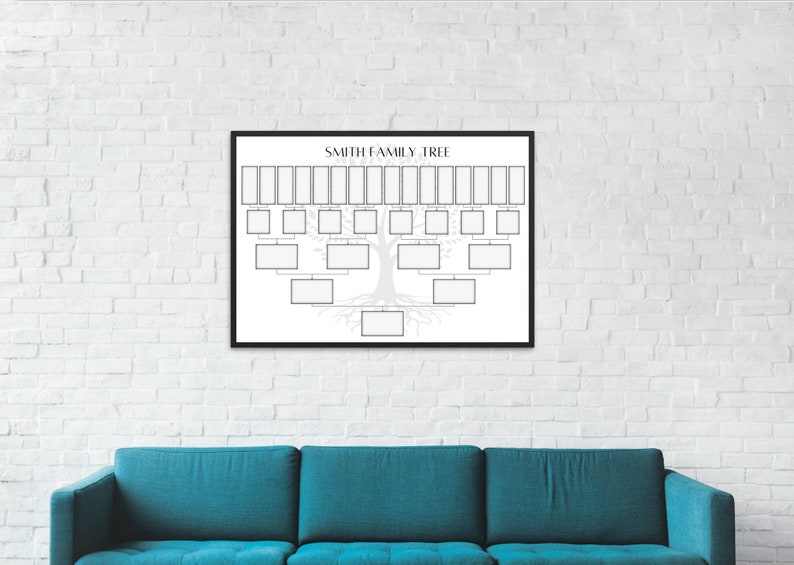 Family Tree Chart Genealogy Wall Art Digital Template - Etsy