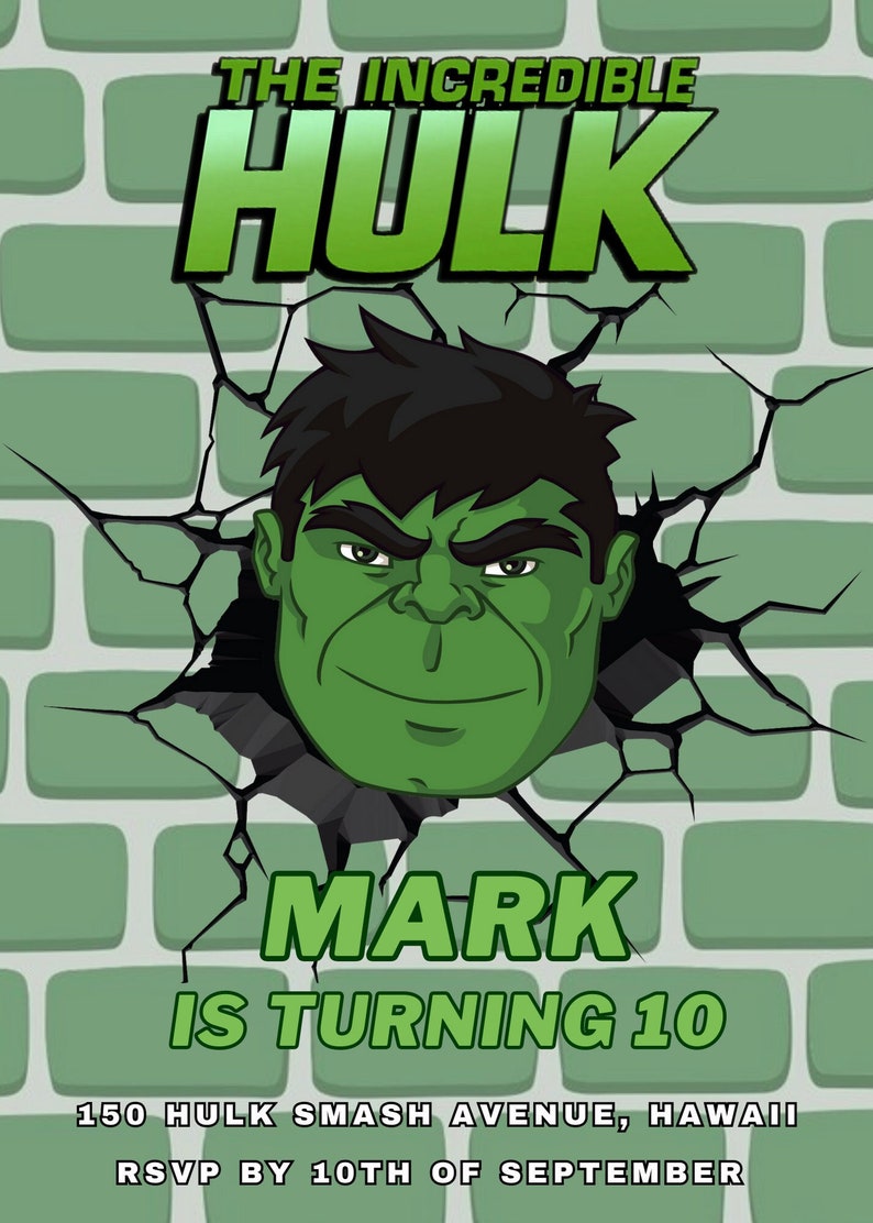 Hulk Birthday Invitation Template Printable Birthday Party - Etsy Australia