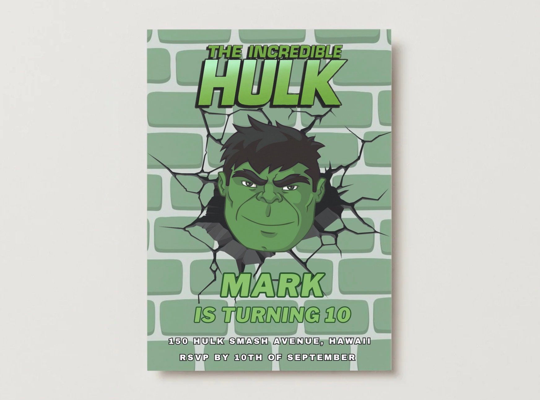 Hulk Birthday Invitation Template, Printable Birthday Party Invitation ...