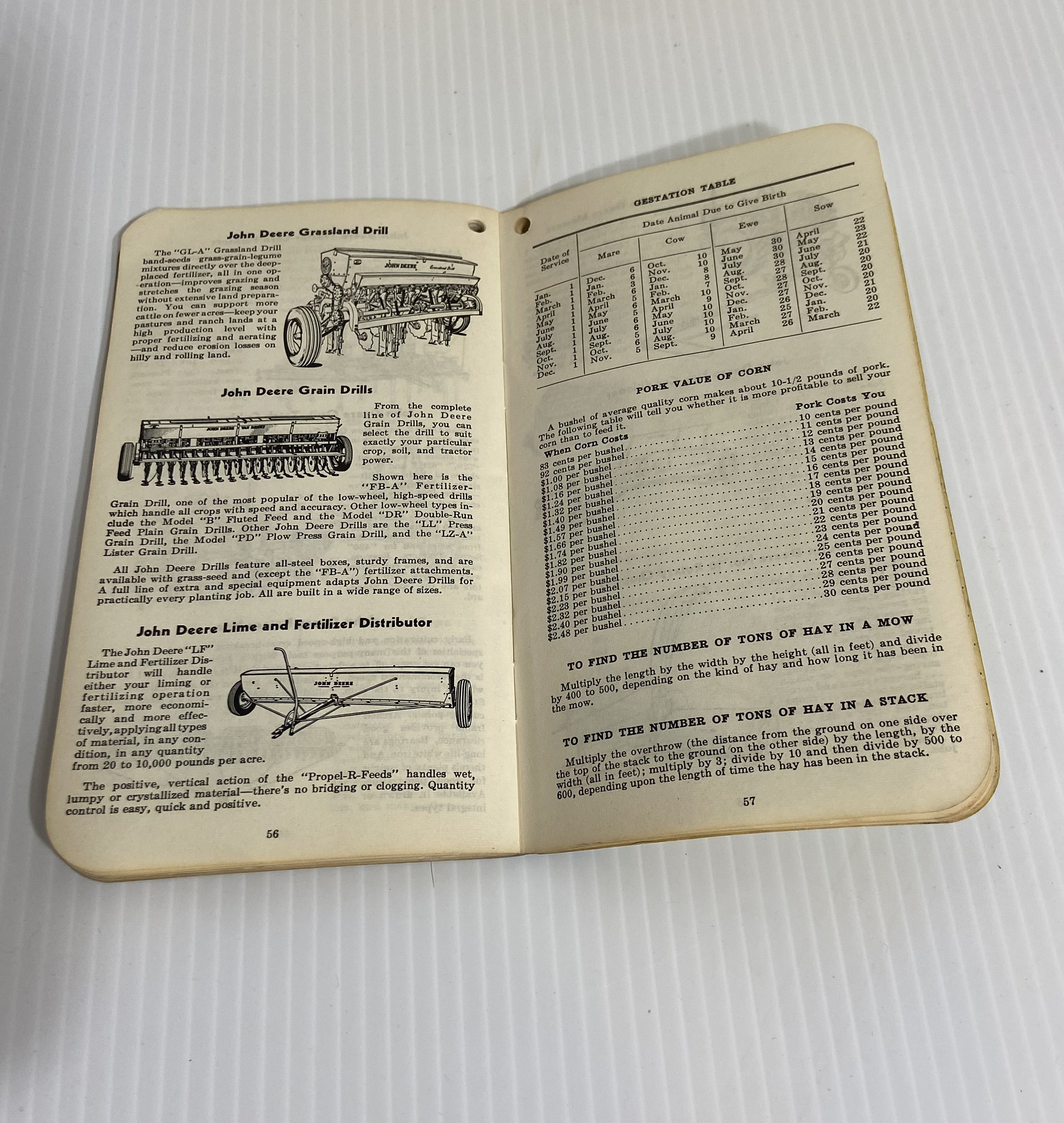 VINTAGE John Deere Farmer's Pocket Notebooks. 2 X 1957-58 1 Unused, 1 X ...