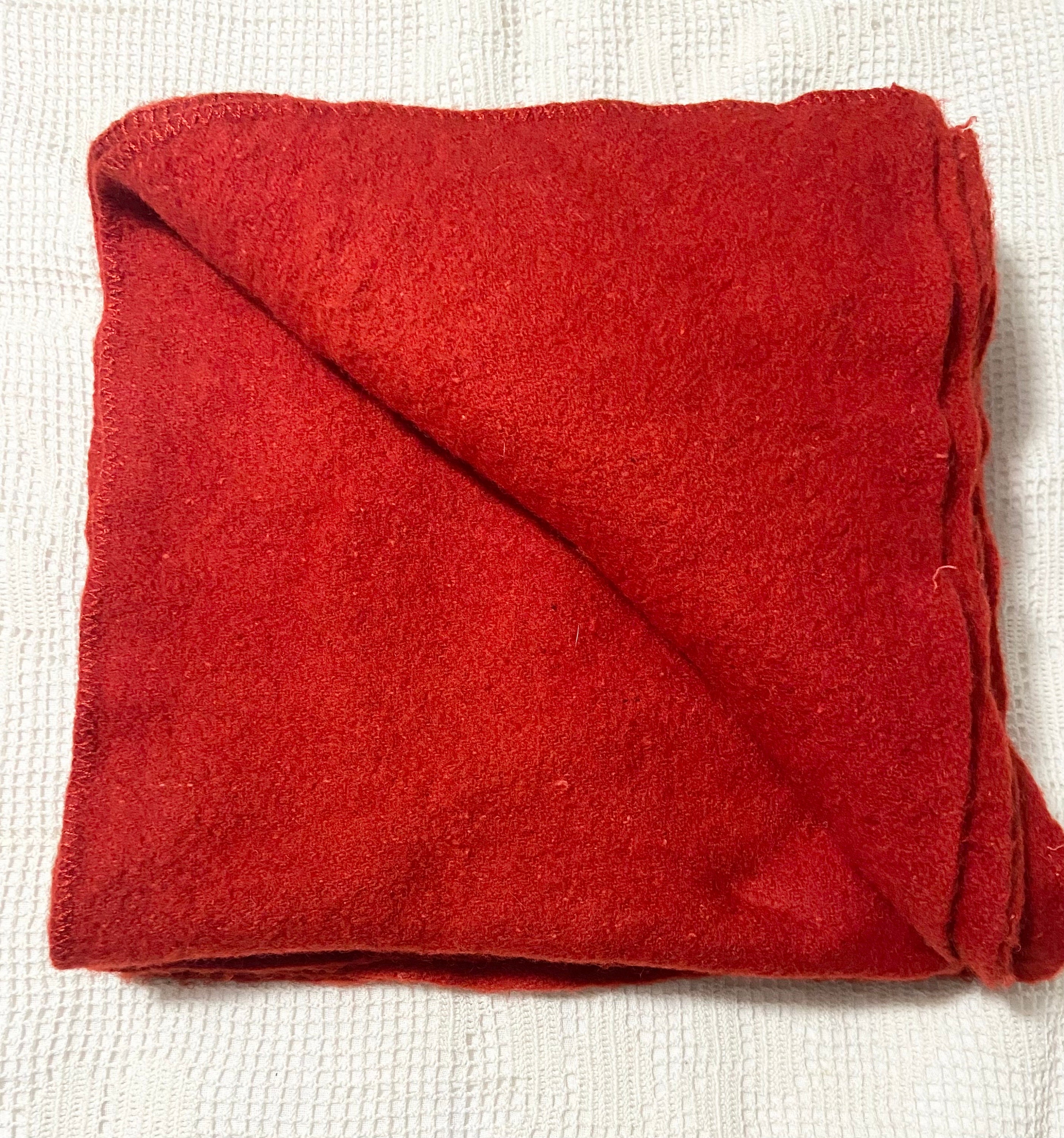 100% RED Wool Blanket red Pure Wool, Heavy Wool, Vintage Woolen Fabric ...
