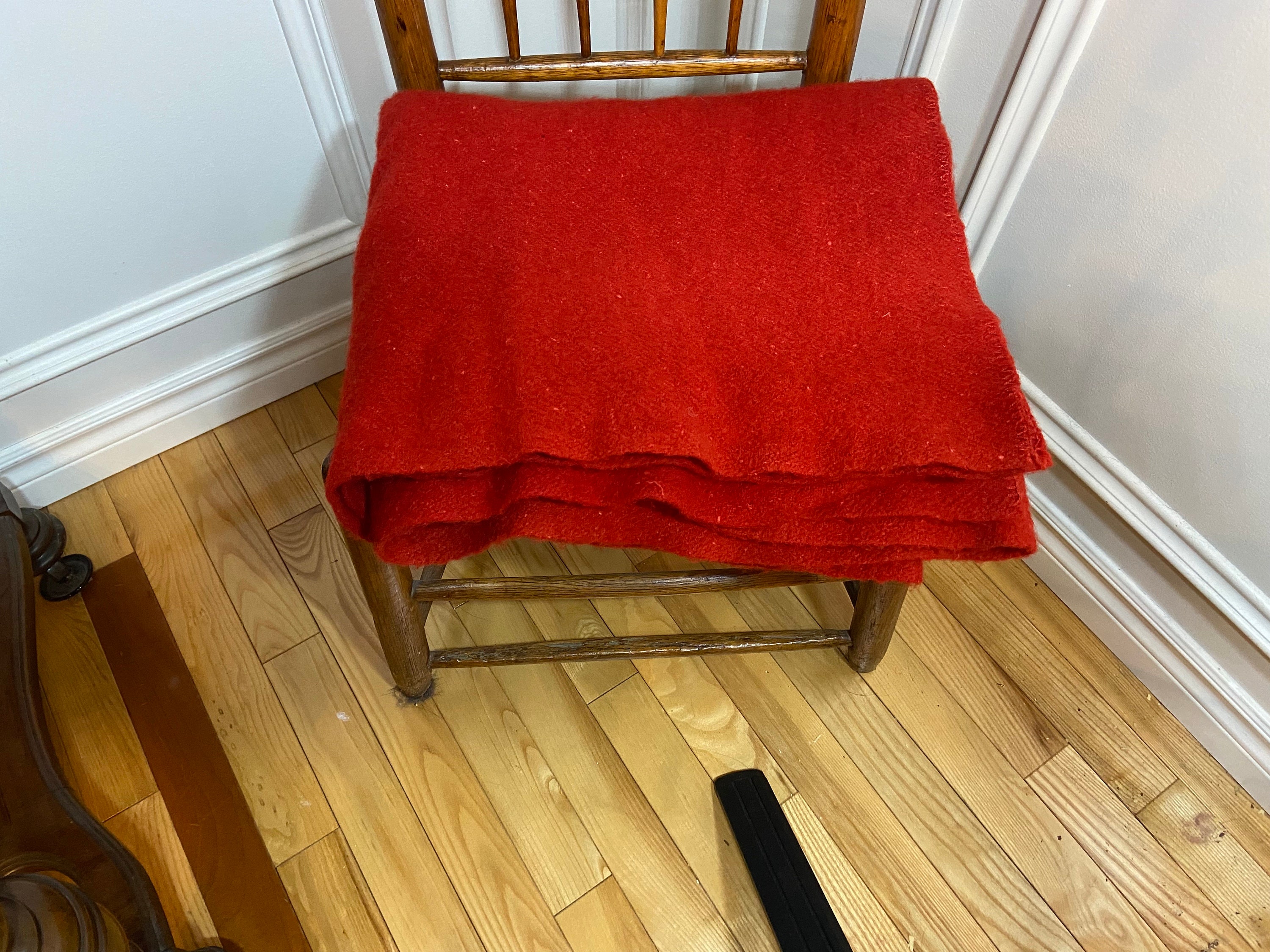 100% RED Wool Blanket red Pure Wool, Heavy Wool, Vintage Woolen Fabric ...