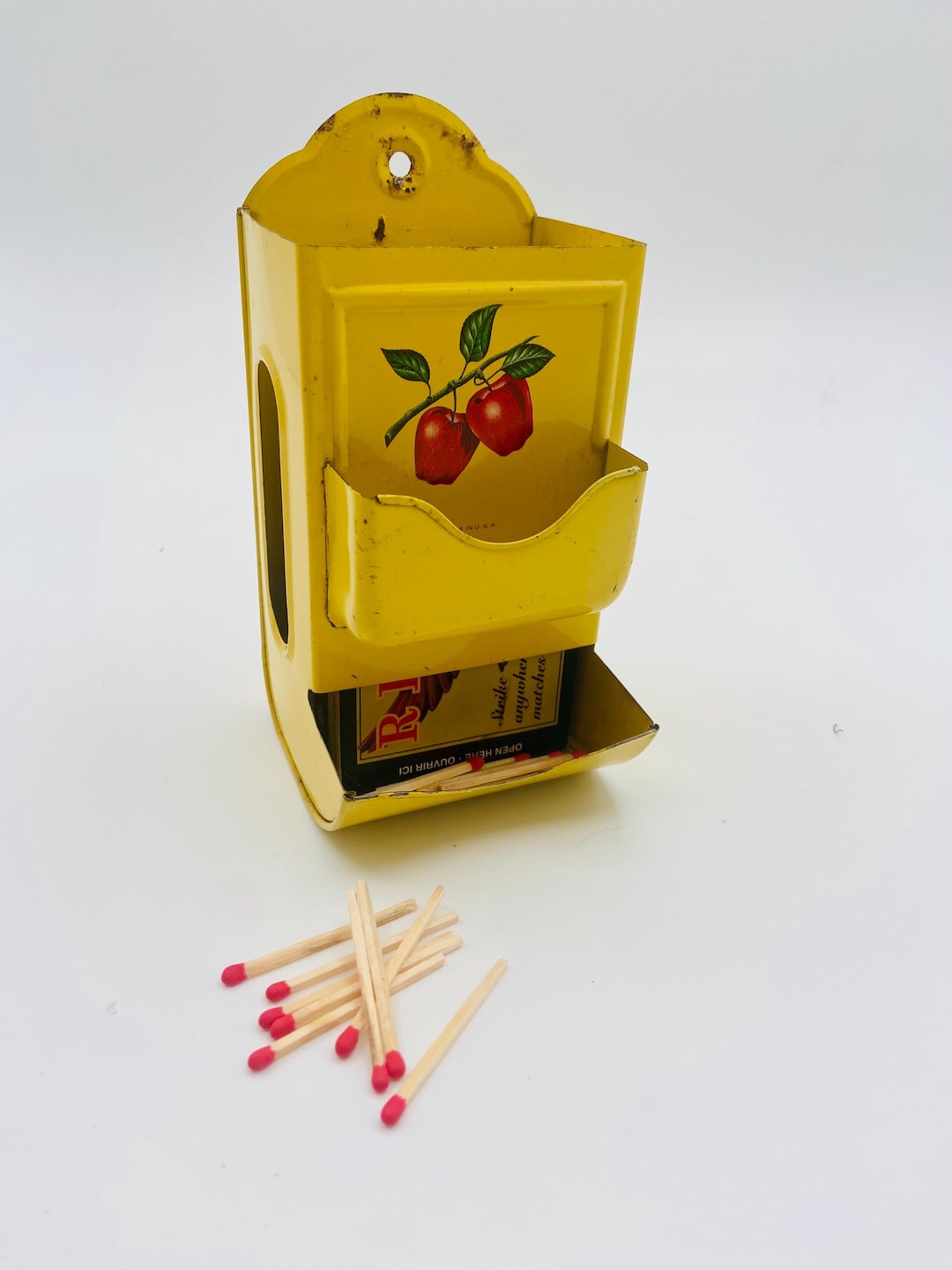 Tin Matchbox Holder Wall Mount, Match Safe, Tin Matchbox, Matchstick ...