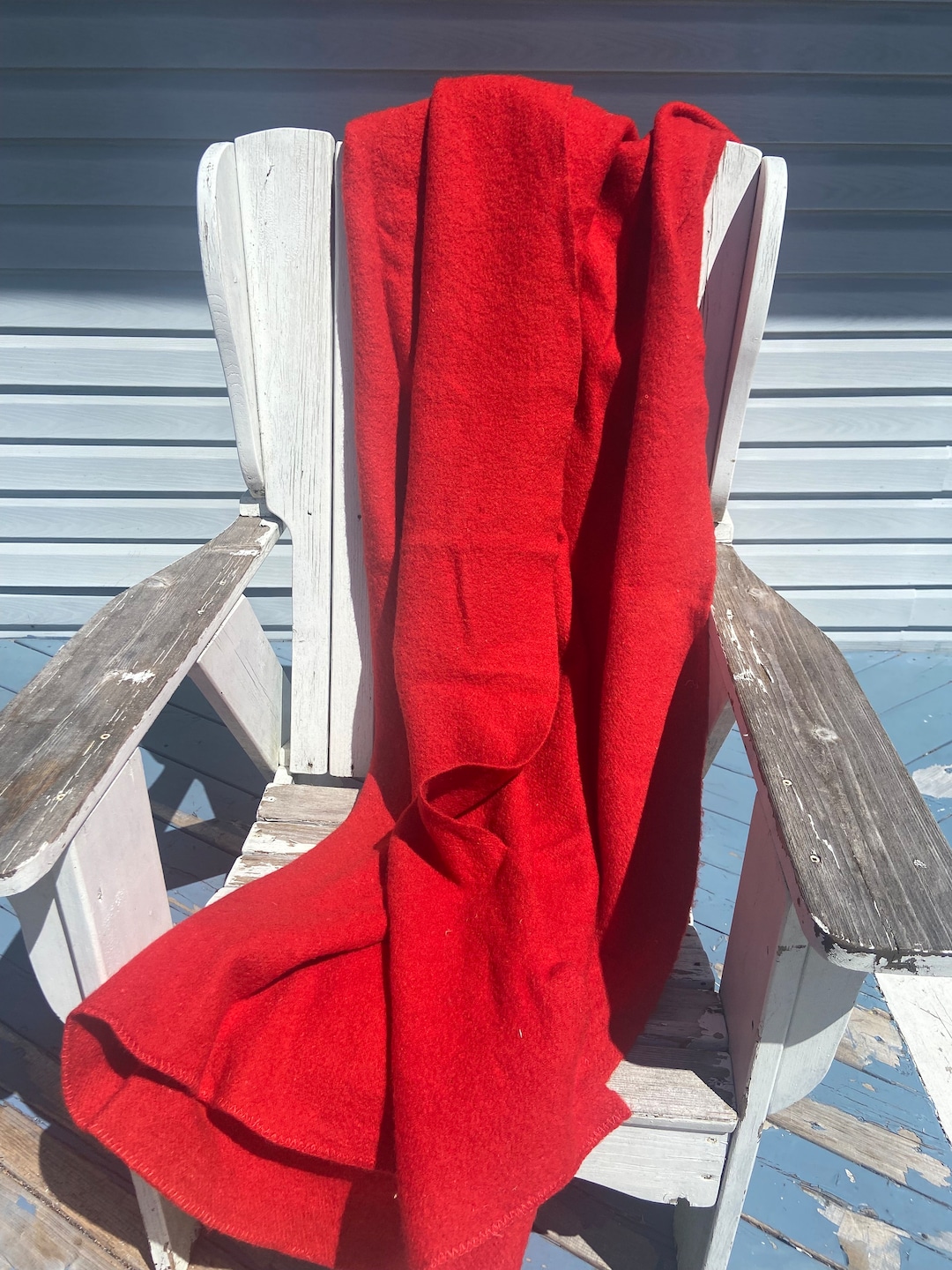 100% RED Wool Blanket red Pure Wool, Heavy Wool, Vintage Woolen Fabric ...