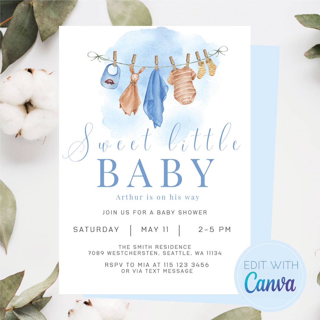 Editable Baby Shower Boy Invitation Template Instant Download Editable ...