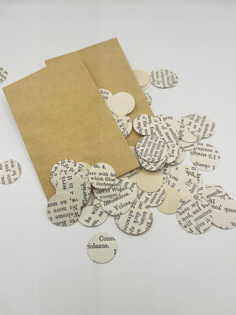 Vintage Book Page Confetti: Hand Cut Paper Circles (100 Pieces) - Etsy