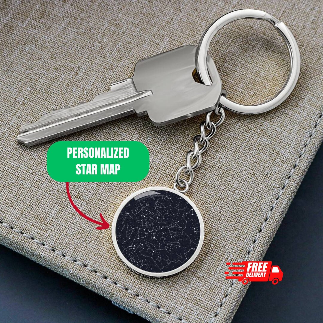 Custom Star Map Constellation Circle Keychain | Perfect Gift for ...