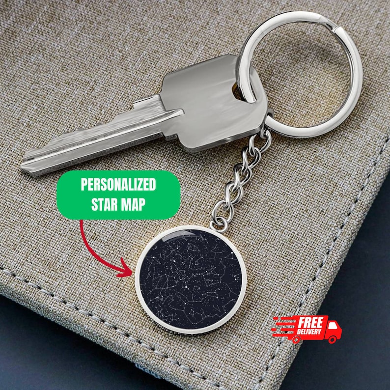Custom Star Map Constellation Circle Keychain | Perfect Gift for ...