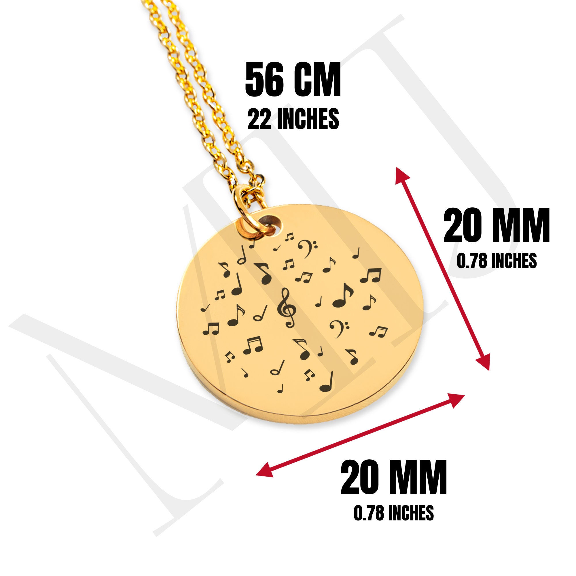 Customizable Music Notes Coin Necklace for Her | Stainless Steel ...