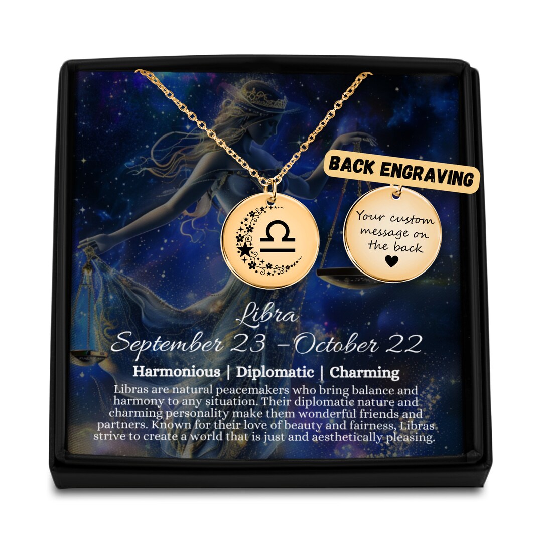 Personalized Libra Zodiac Sign Necklace Gift, Women's Birthday Jewelry ...