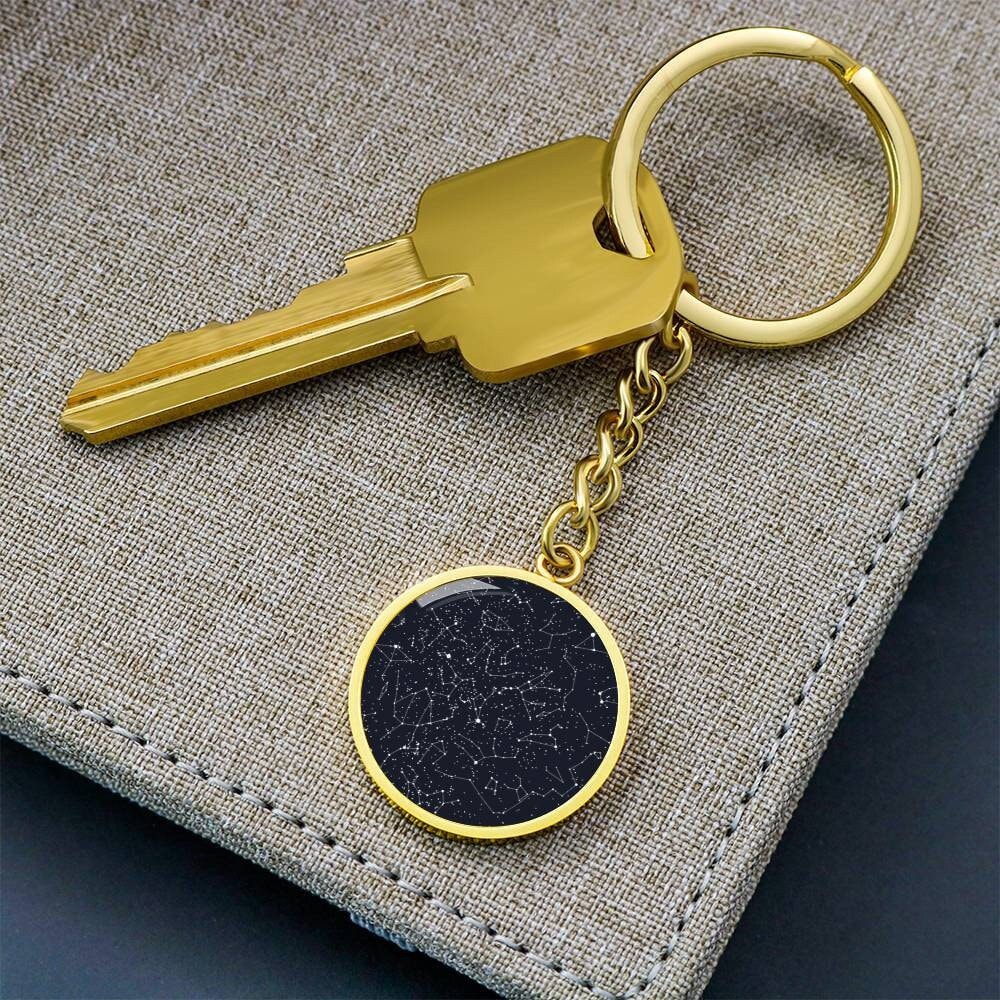 Custom Star Map Constellation Circle Keychain Perfect Gift for Birthday ...