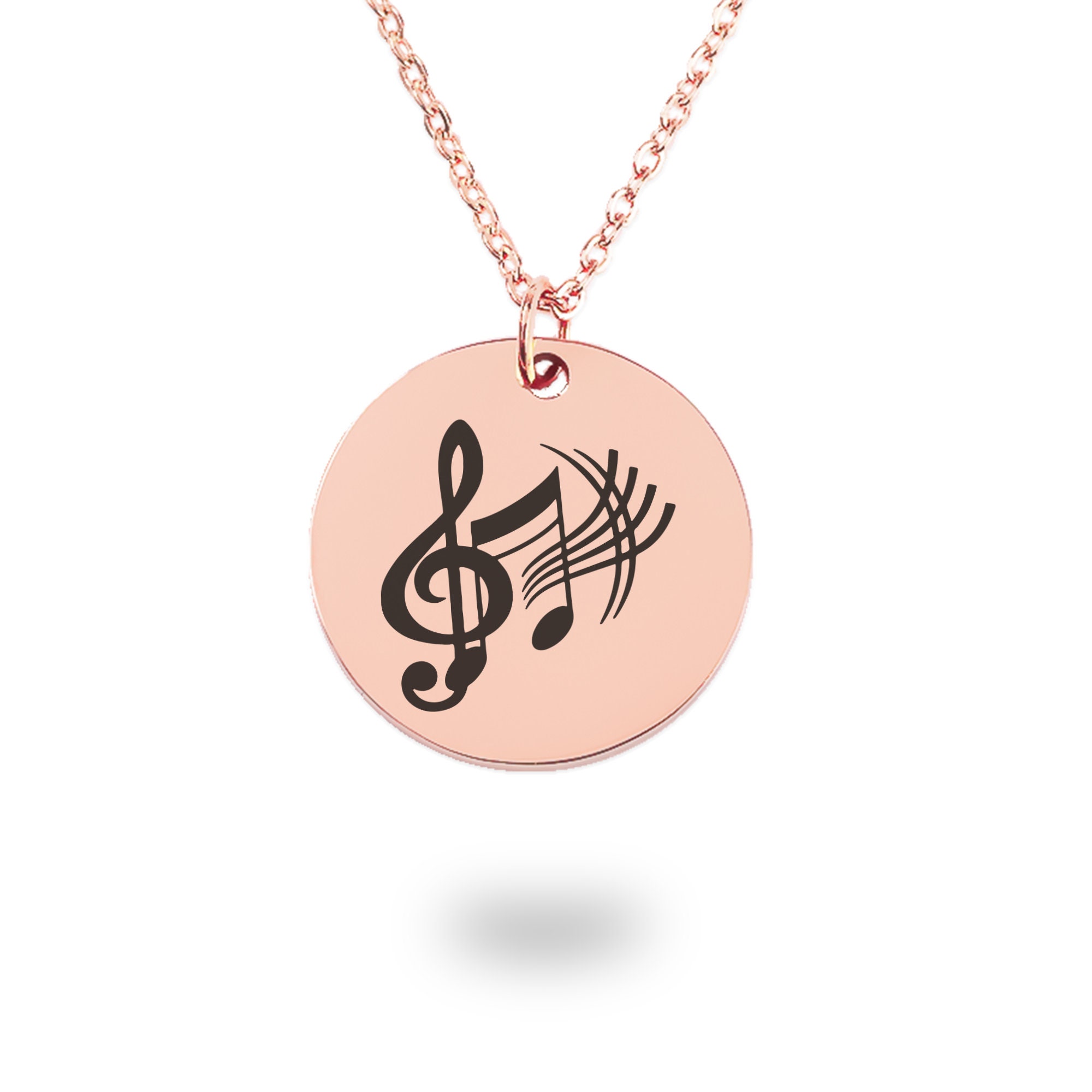 Customizable Music Notes Coin Necklace for Her Stainless Steel Jewelry ...