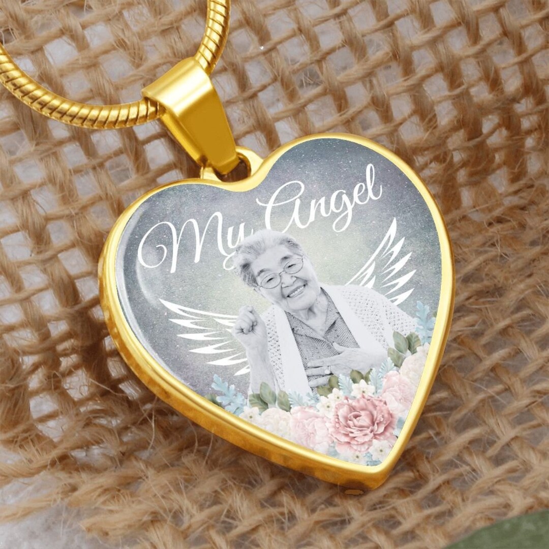 Memorial Necklace, Personalized Photo Heart Necklace, in Loving Memory ...