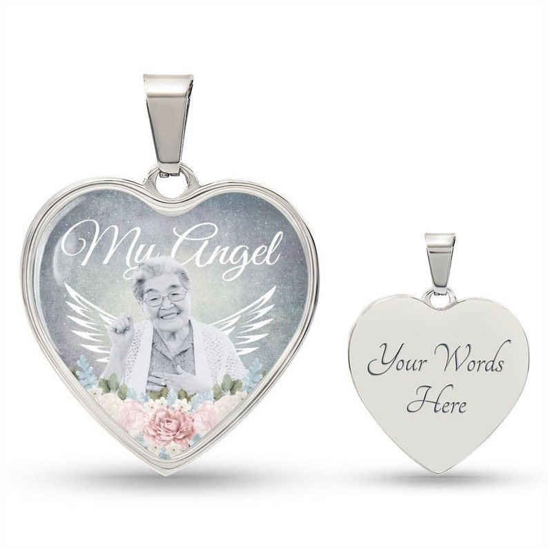 Memorial Necklace, Personalized Photo Heart Necklace, in Loving Memory ...