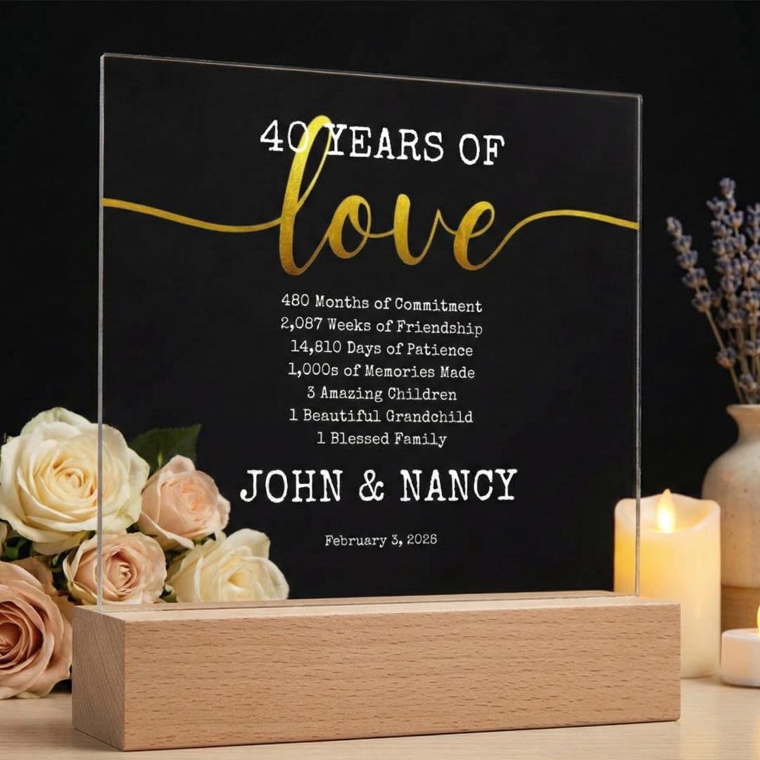 Personalized Couple 40th Years Wedding Anniversary Gift - LED Acrylic ...