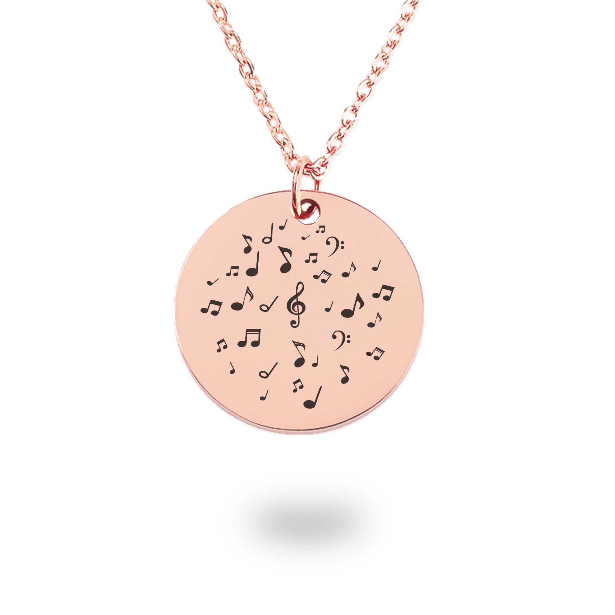 Customizable Music Notes Coin Necklace for Her | Stainless Steel ...