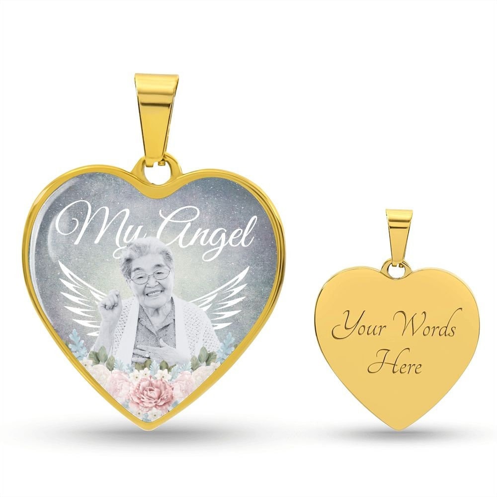 Memorial Necklace, Personalized Photo Heart Necklace, in Loving Memory ...