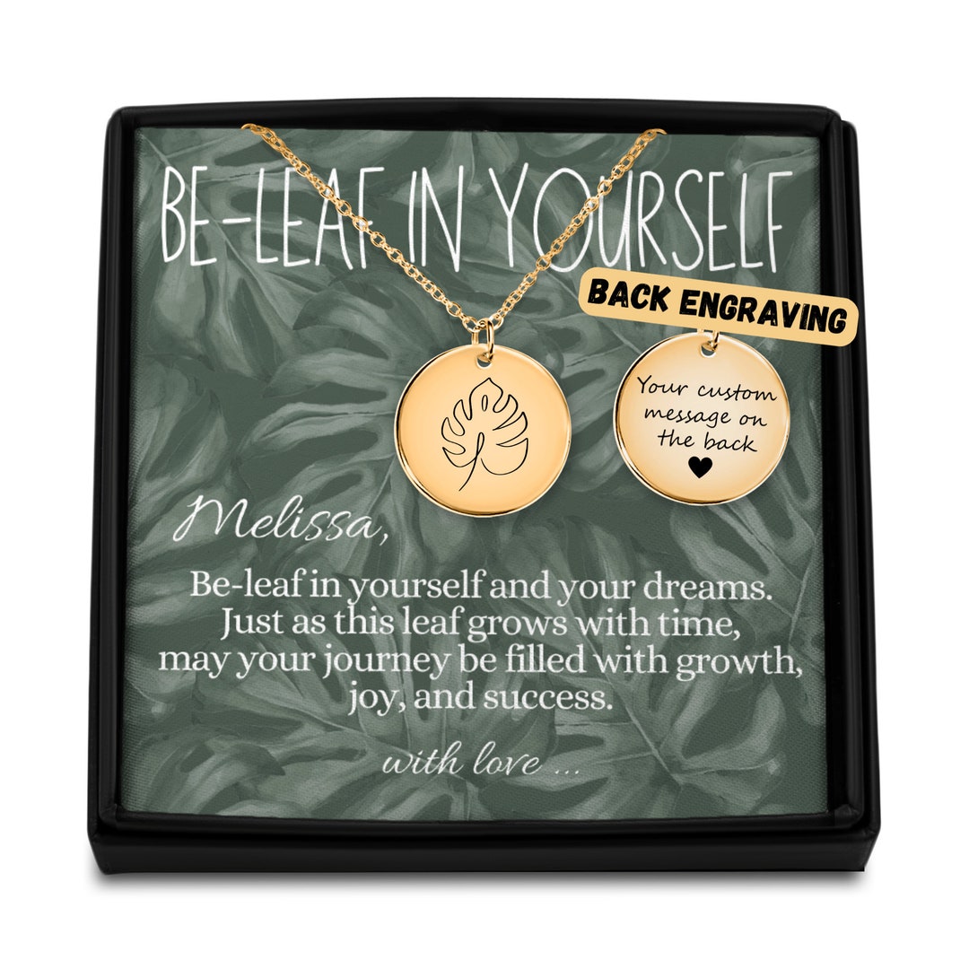 Monstera Leaf Necklace Gift With ‘be-leaf in Yourself’ Message ...