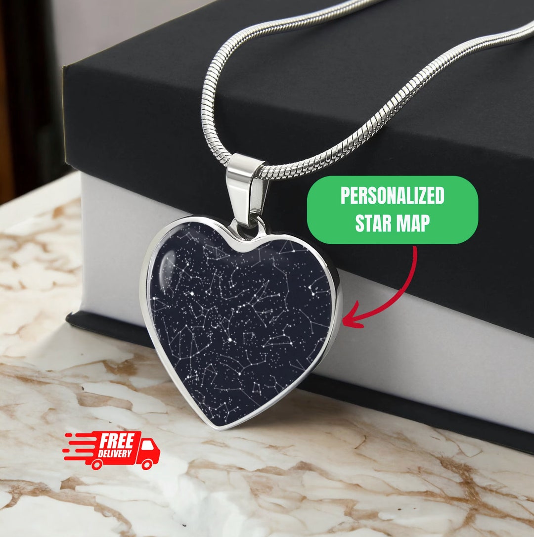 Custom Star Map Constellation Heart Necklace | Perfect Gift for ...