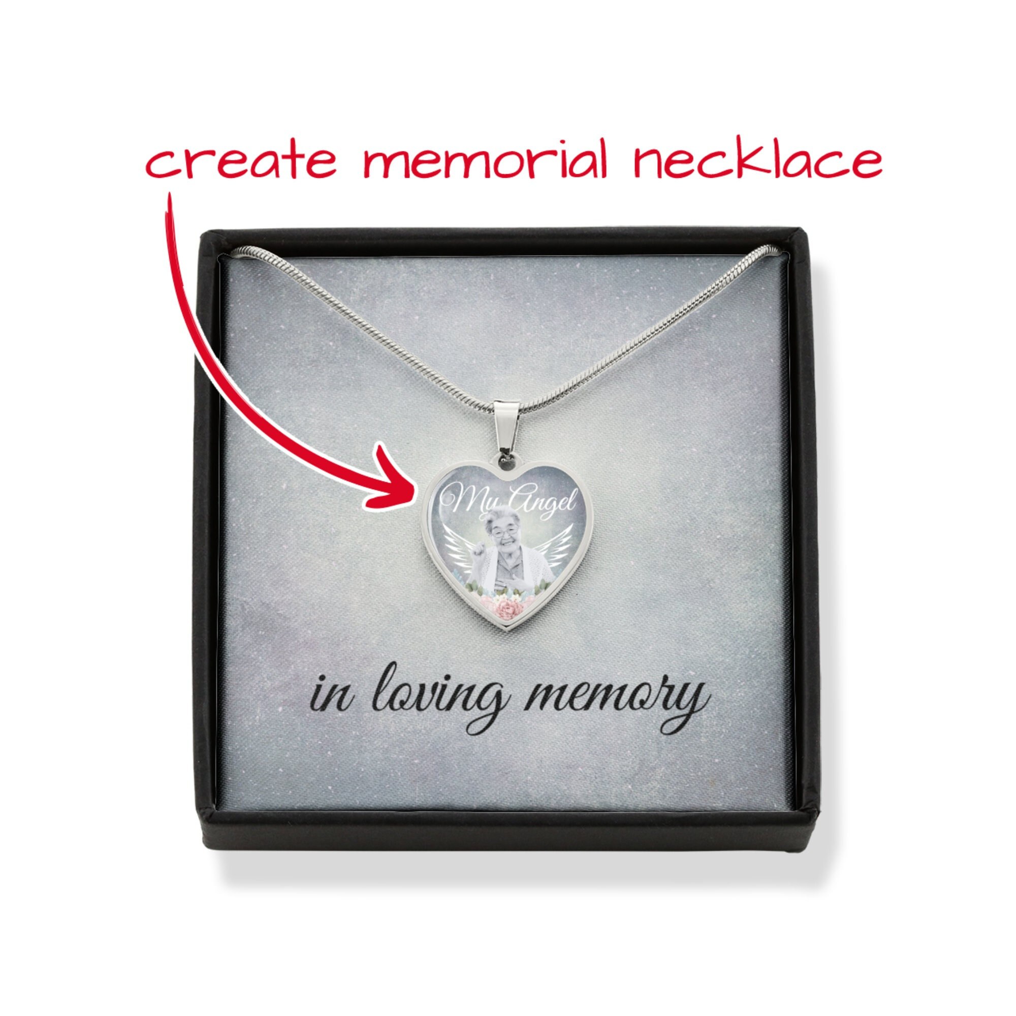 Memorial Necklace, Personalized Photo Heart Necklace, in Loving Memory ...