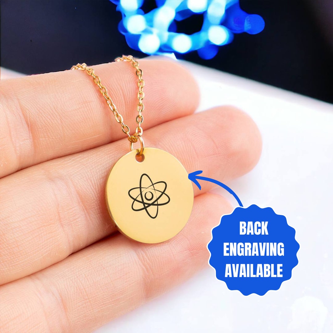 Atom Engraved Necklace | Unique Science and Chemistry Jewelry | Ideal ...