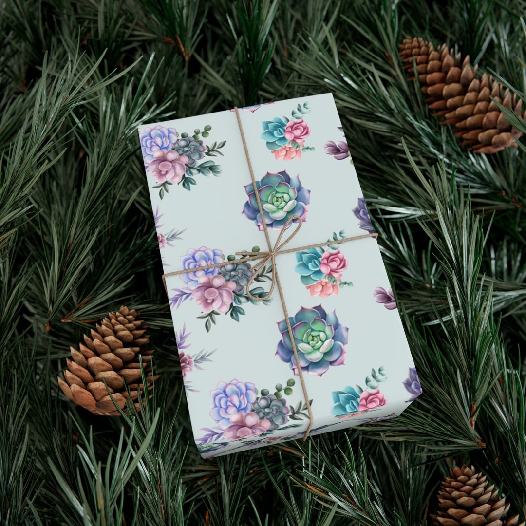 Beautiful Succulent Wrapping Paper, Watercolor Succulents, Plant ...