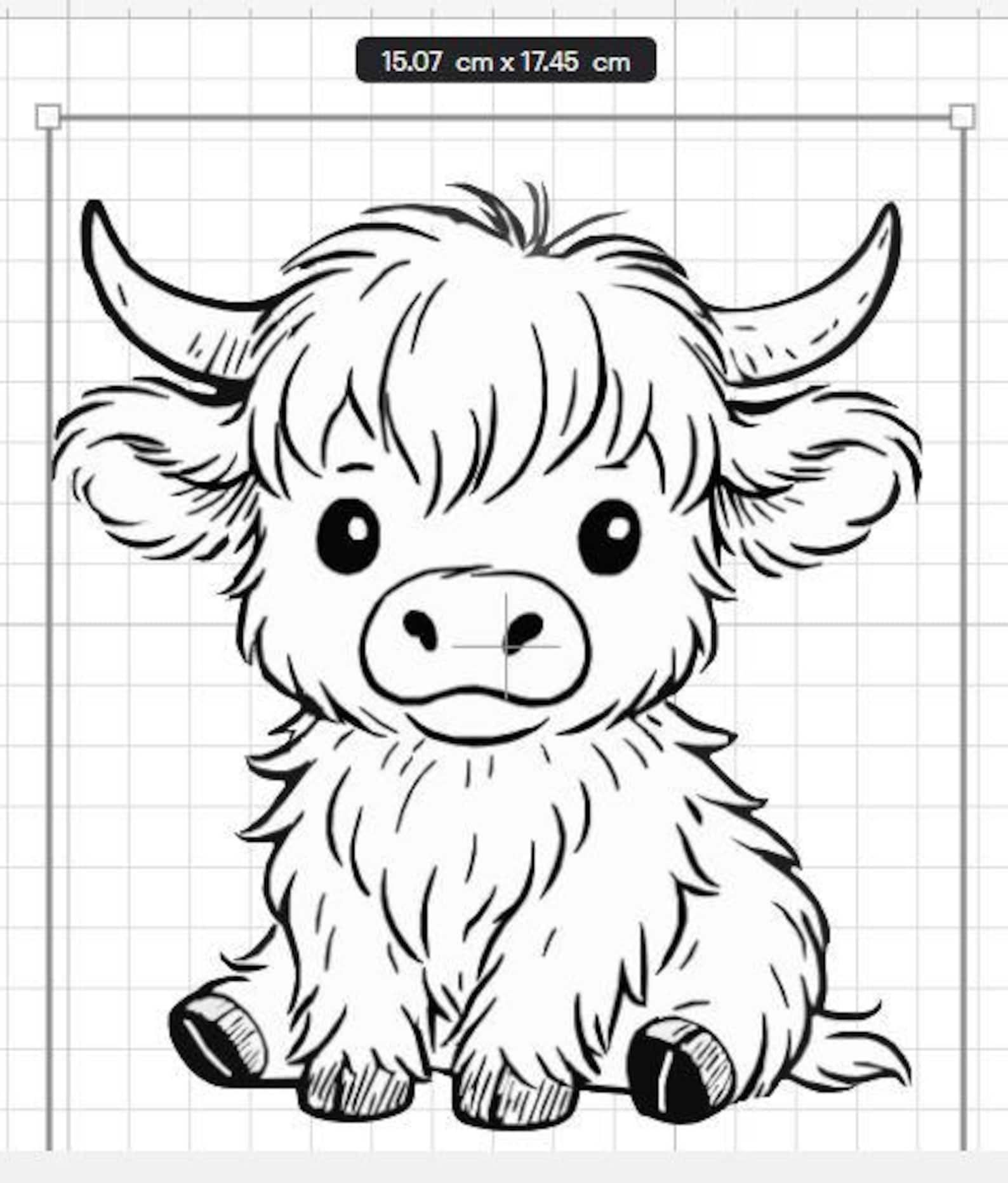 Cute Highland Cow Pencil Drawing – Rustic Farm Animal Wall Art ...