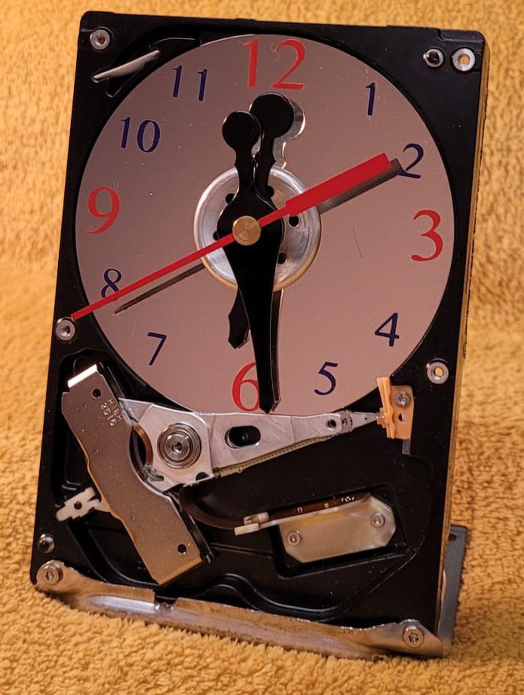 Upcycled 3.5-inch Hard Drive Clock Custom Clockwork & Hands Unique ...