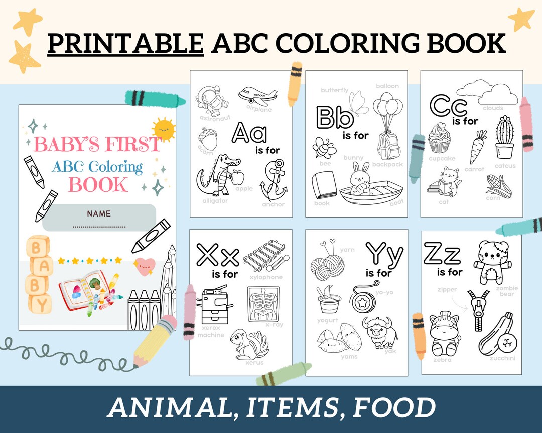 ABC Coloring Book Alphabet Coloring Pages ABC Book Coloring Pages - Etsy