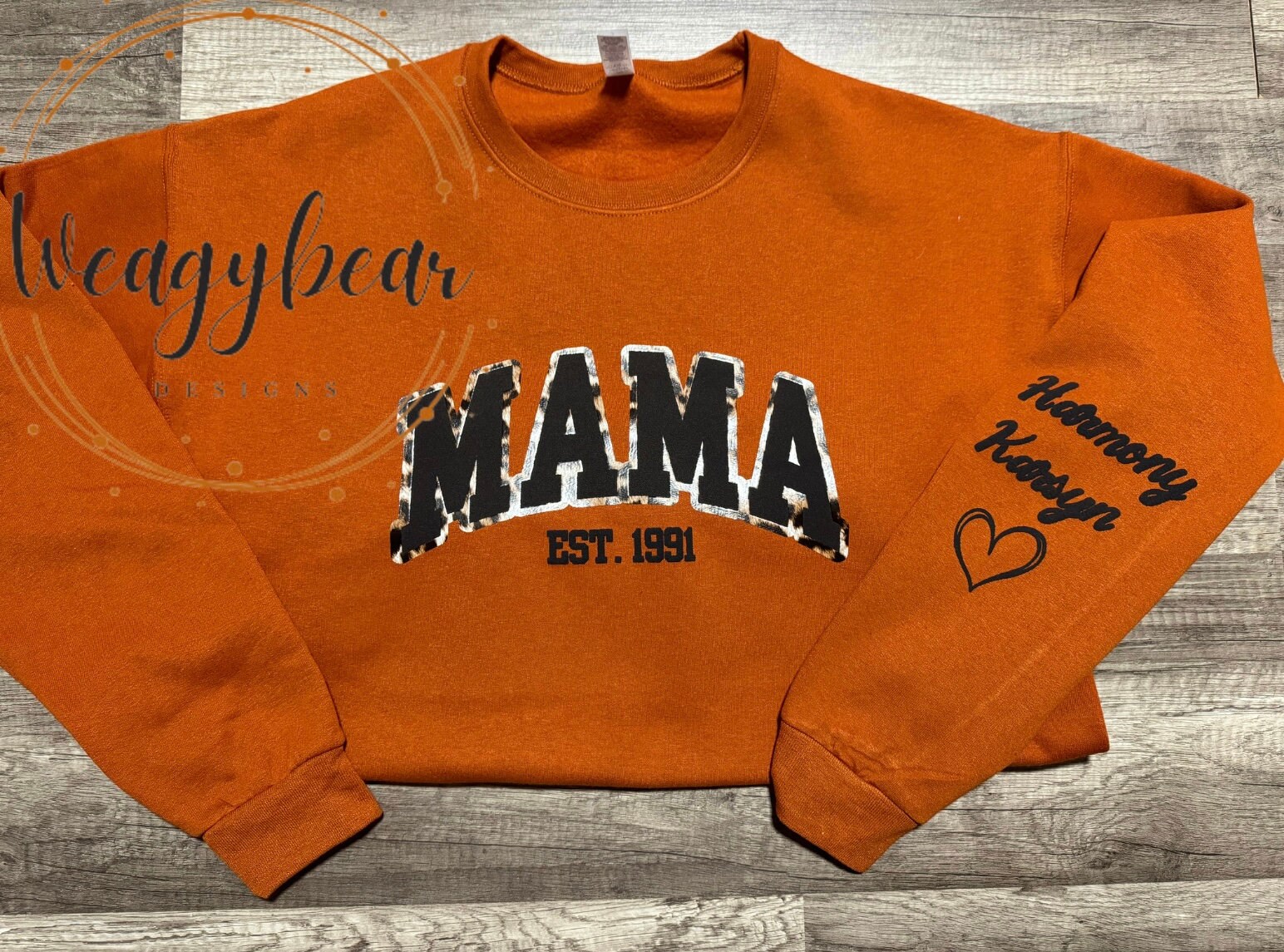 Mama Puff Print Personalized Crewneck, Est Date, Names on the Sleeve - Etsy
