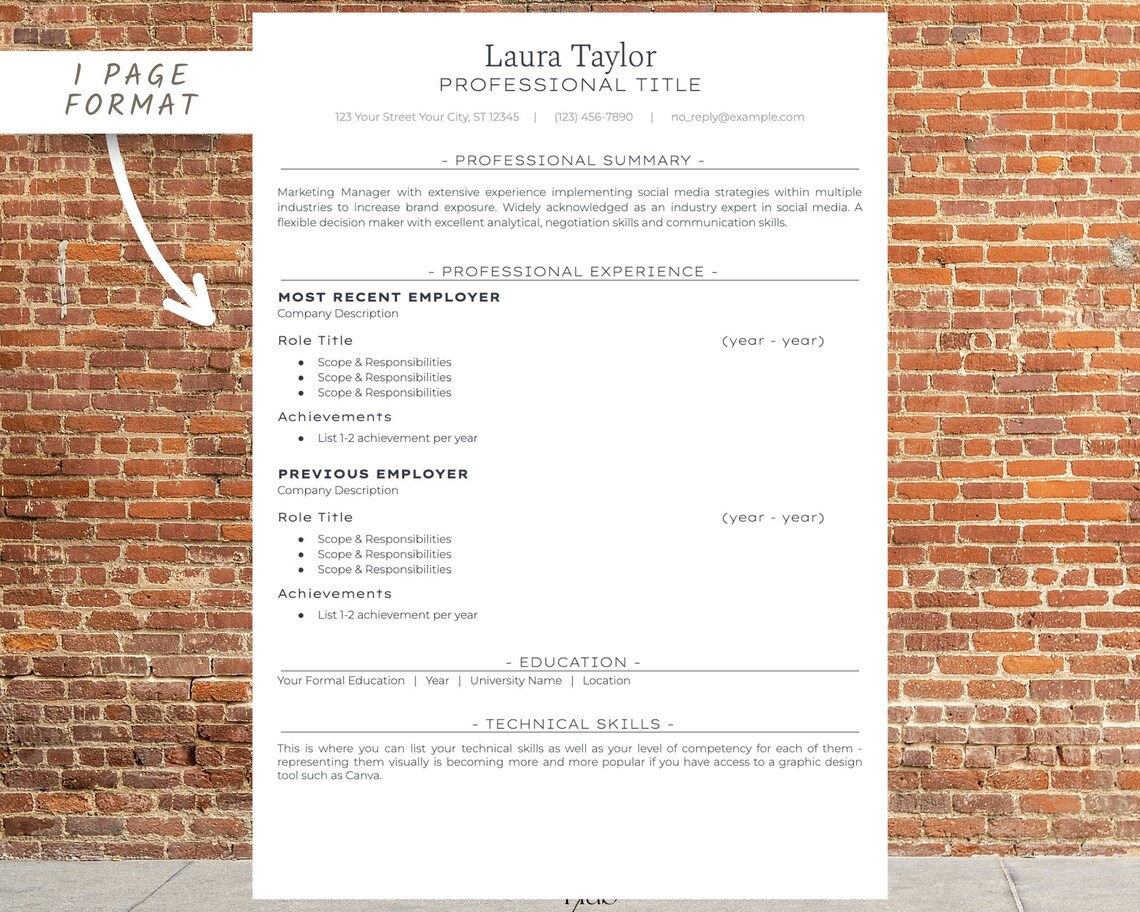 Resume & References Templates With Checklist Professional Resume ...