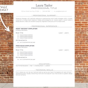 Resume & References Templates With Checklist | Professional Resume ...