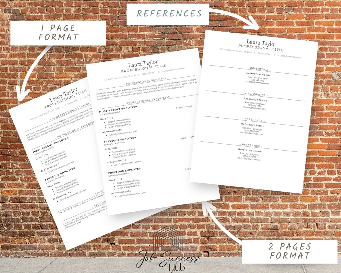 Resume & References Templates With Checklist Professional Resume ...