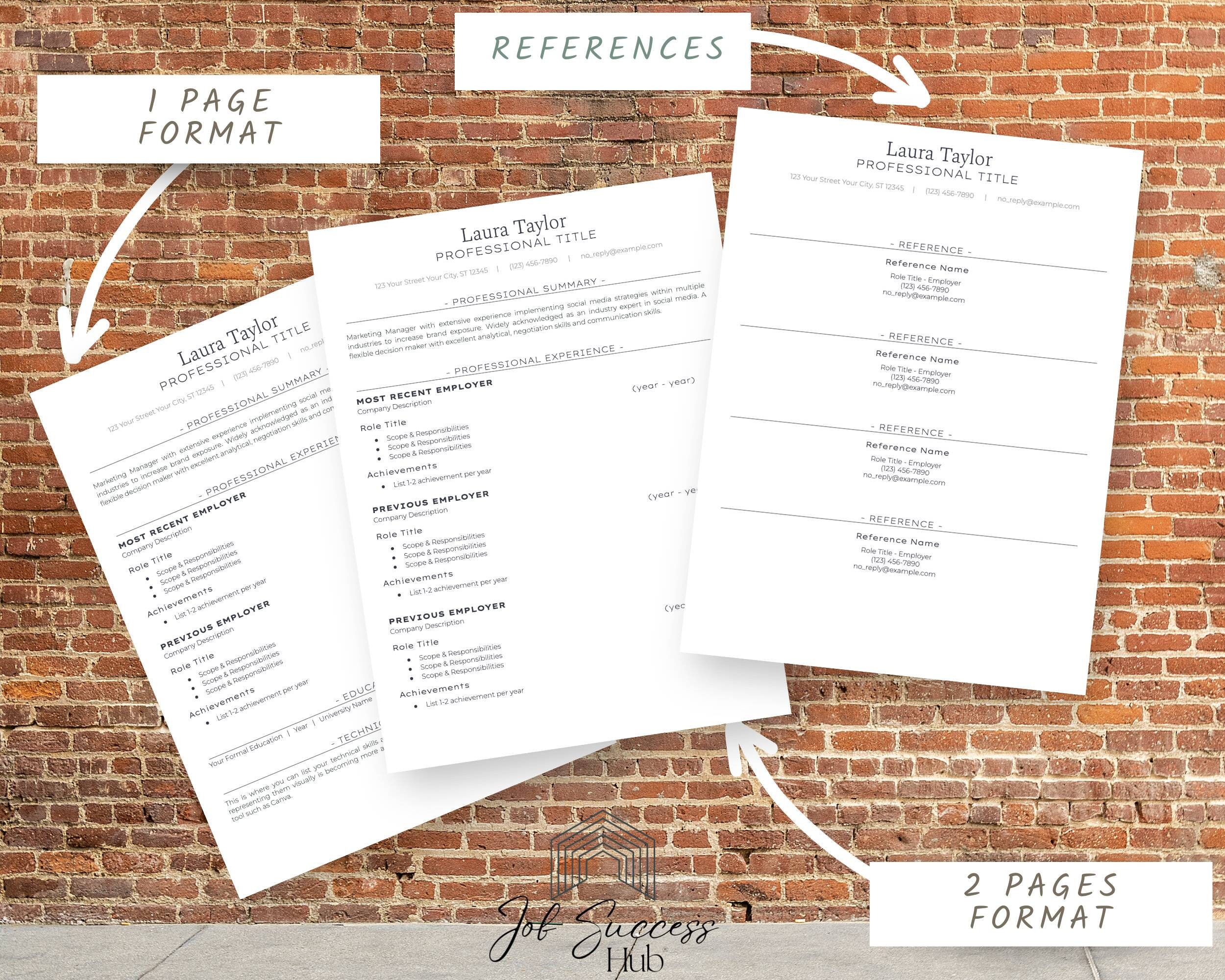 Resume & References Templates With Checklist Professional Resume ...