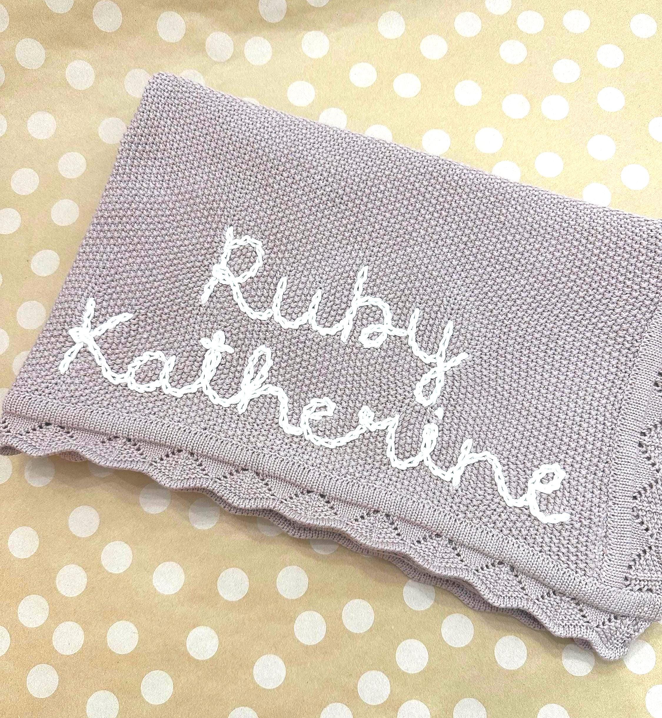 Custom Name Hand Embroidered Blanket for Babies + Kids - Etsy