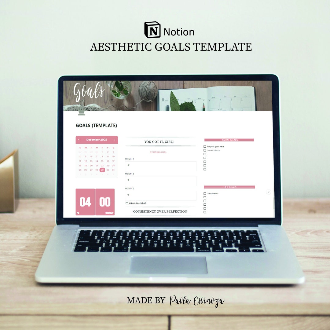 Aesthetic Notion Goal Template - Etsy