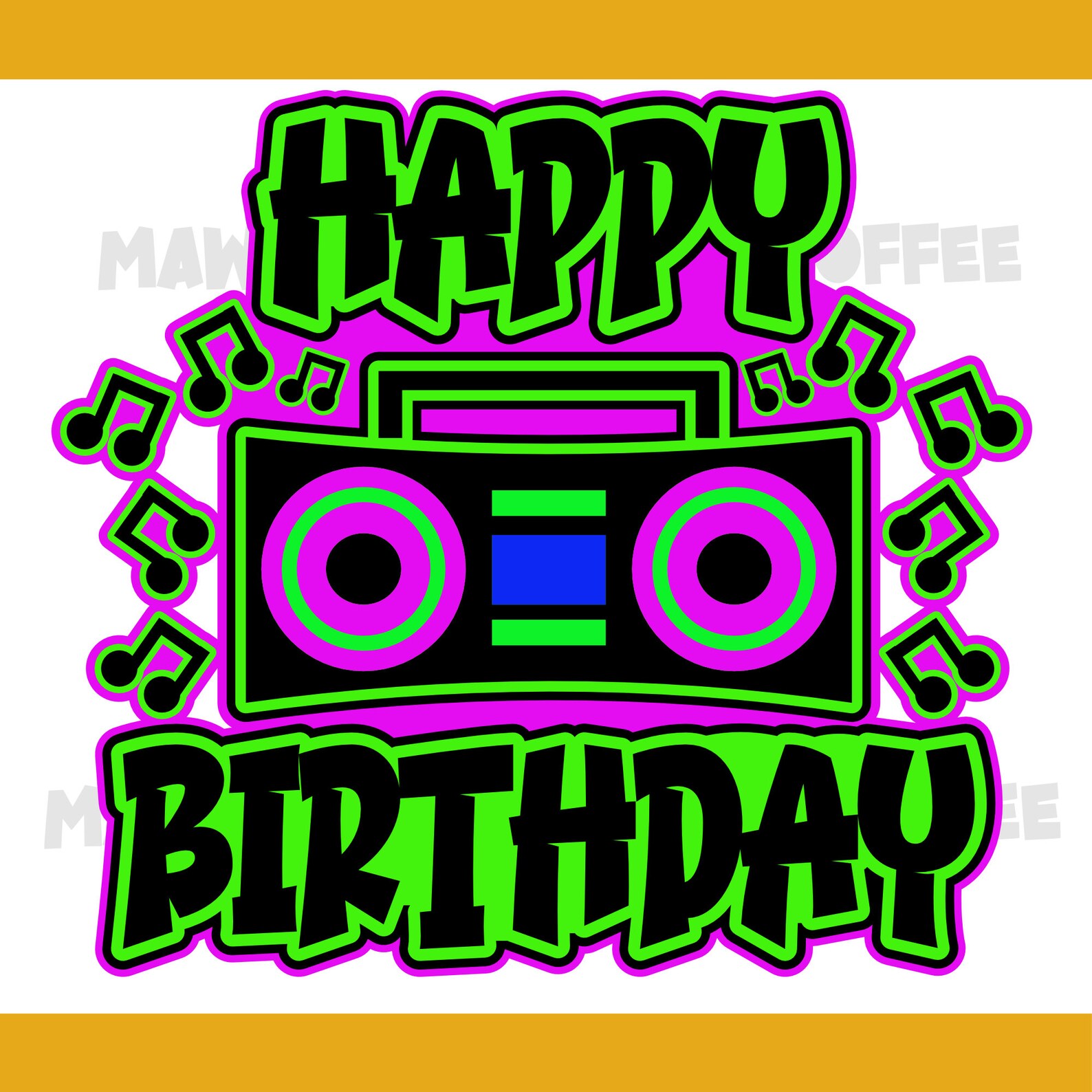Boombox Happy Birthday Cake Topper SVG File Music Theme Cricut Crafting ...