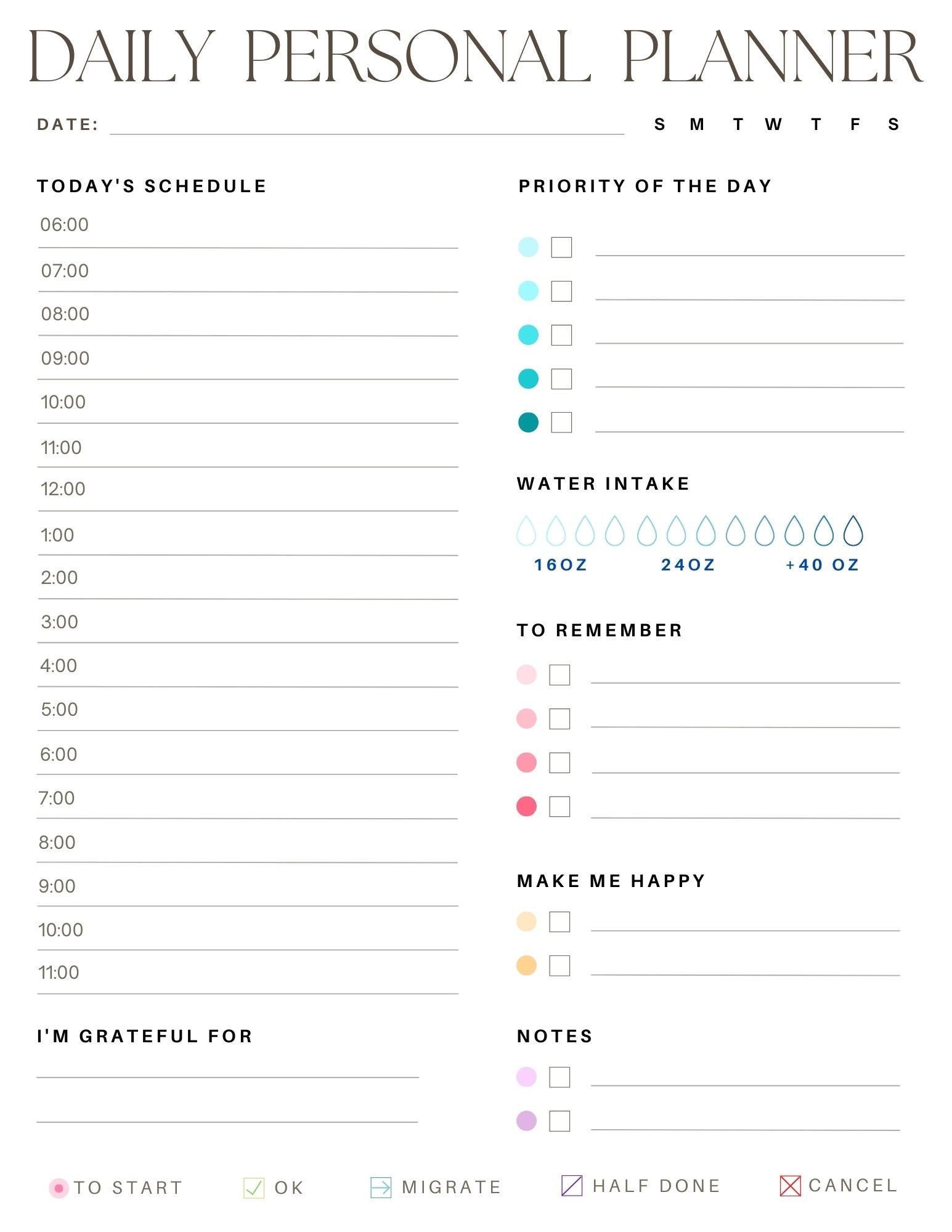 Daily Planner Template | Digital Planner Template | Digital Scheduling ...