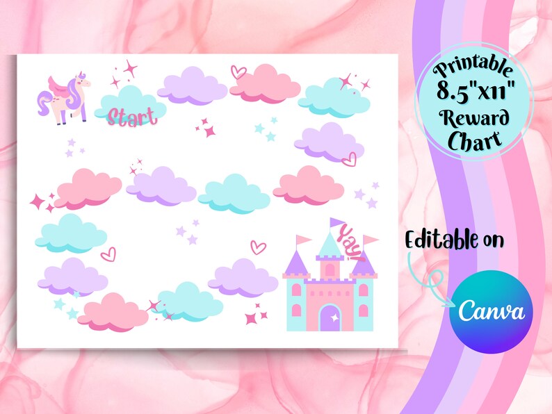 Unicorn Sticker Chart for Kids and Toddlers, Printable Reward Chart for ...